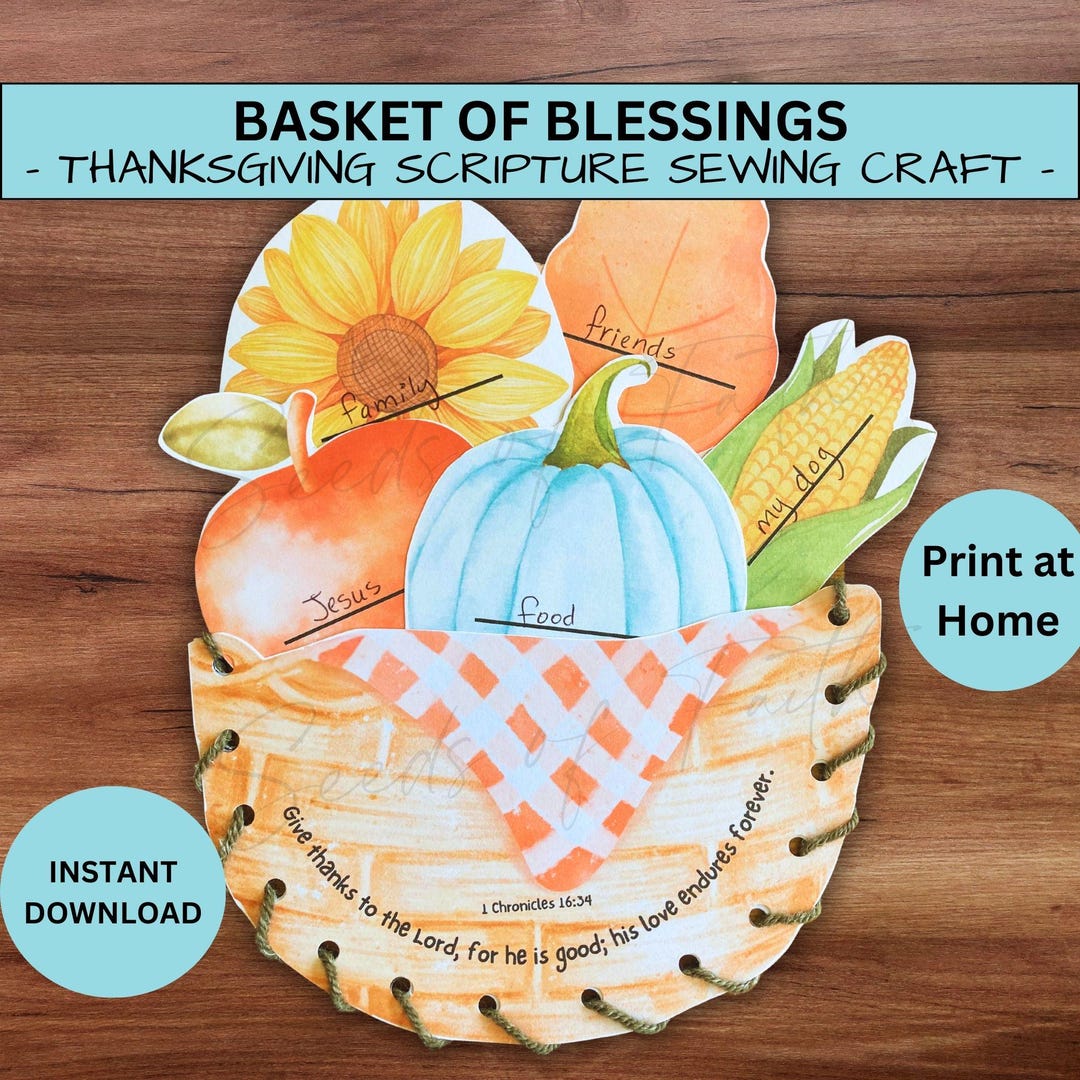Thanksgiving Blessings Basket Sewing Craft: Sunday School Activity ...