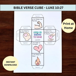 Spanish Craft Cube Printable Sunday School Coloring Activity, Lucas 10: ...
