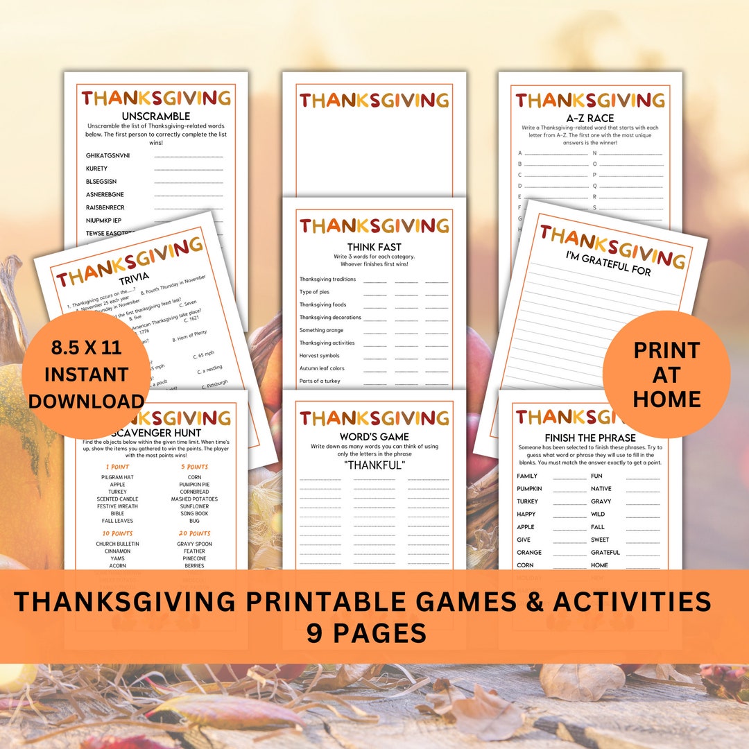 Thanksgiving Games Activities Printable Bundle Sunday School - Etsy