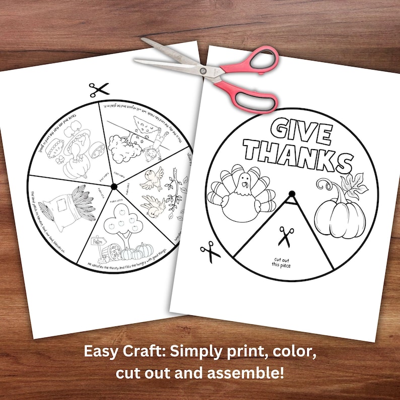 Give Thanks Coloring Wheel Thanksgiving Craft Printable Bible Activity ...