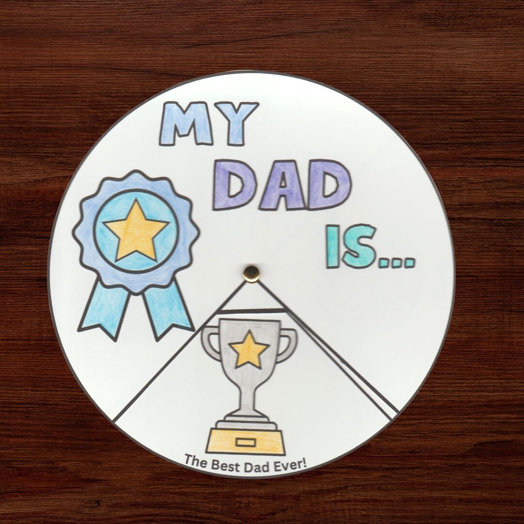 Father's Day Coloring Wheel Printable Activity, Preschool Kindergarten ...