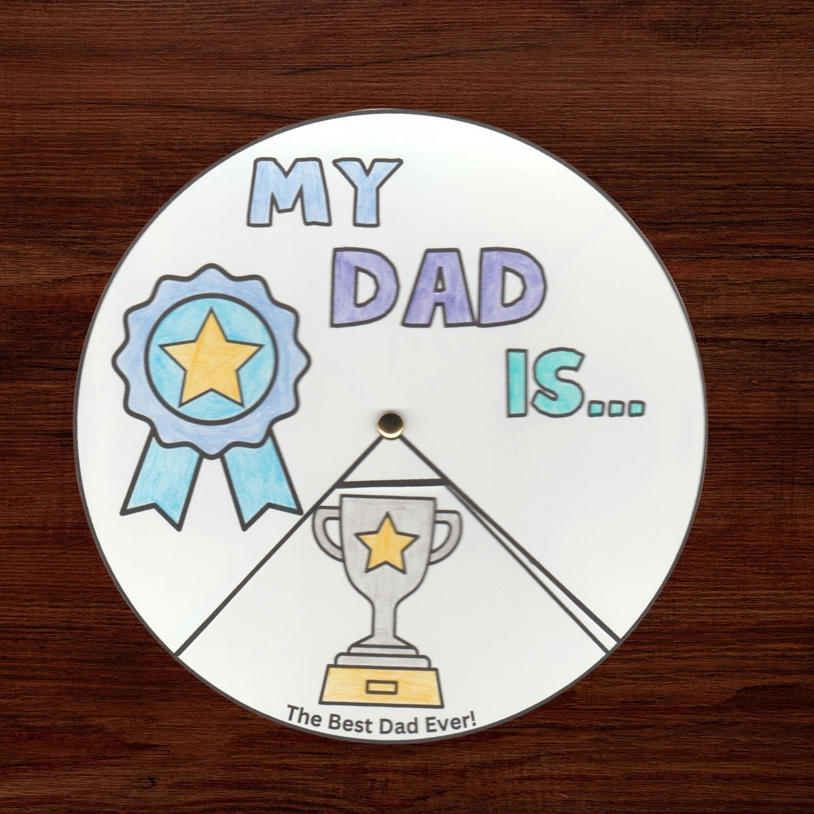 Father's Day Coloring Wheel Printable Activity, Preschool Kindergarten ...