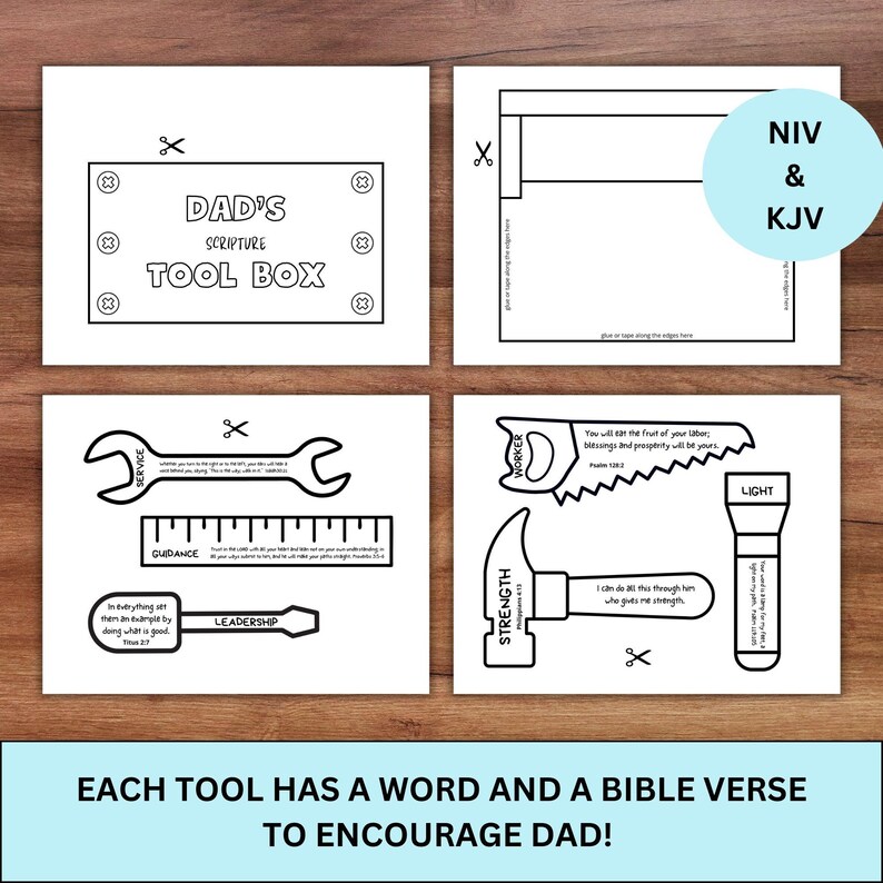 Toolbox for Dad Fathers Day Bible Craft, Sunday School Bible Printable ...