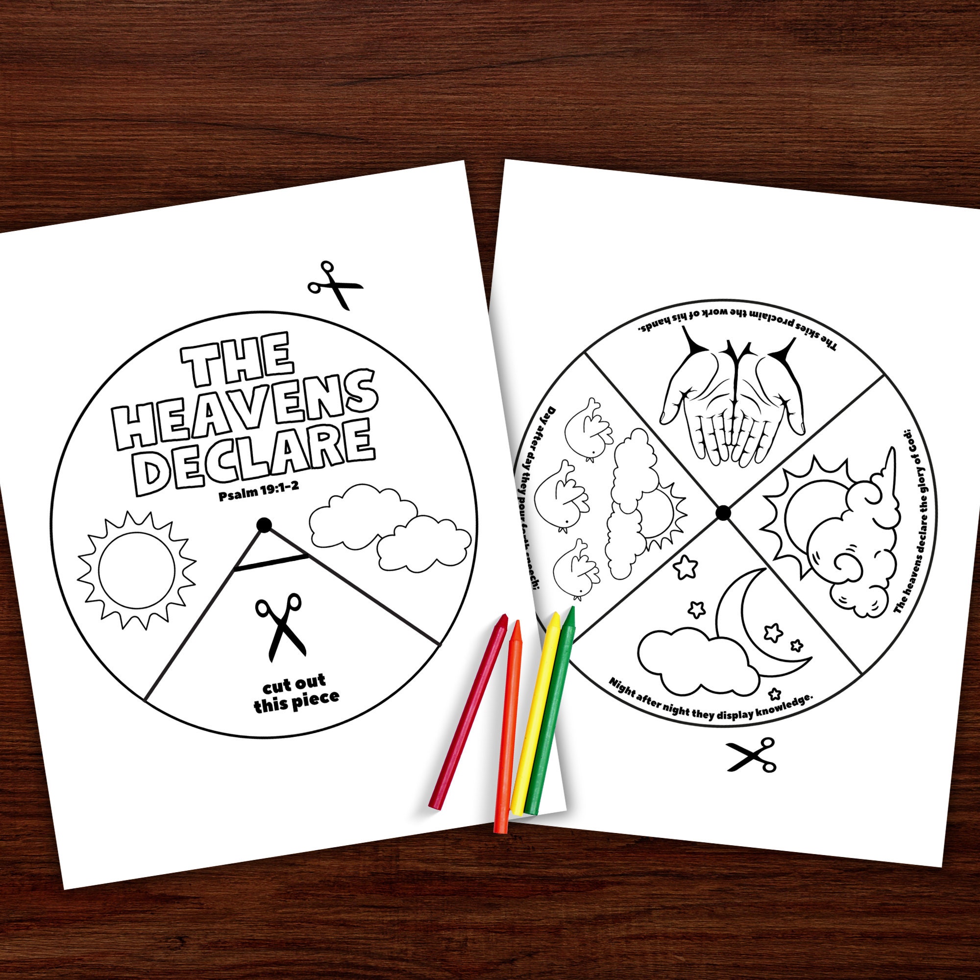 Preschool Sunday School Coloring Wheel, Printable Scripture Bible ...