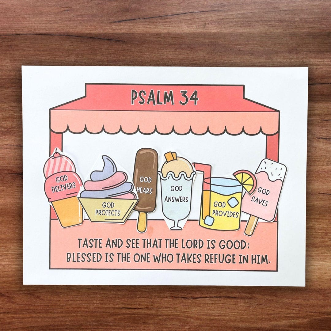Ice Cream Bible Lesson Sunday School Craft, Psalm 34 Taste & See the ...