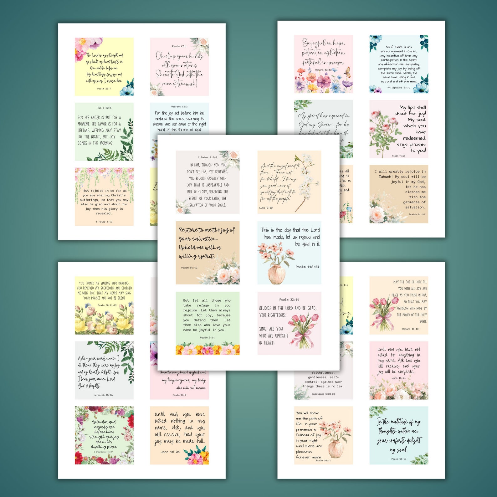 Printable Scripture Cards, Printable Bible Verse Cards About Joy ...