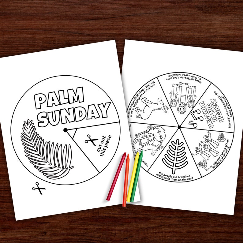 Palm Sunday Holy Week Coloring Wheel Printable Bible Activity Children ...