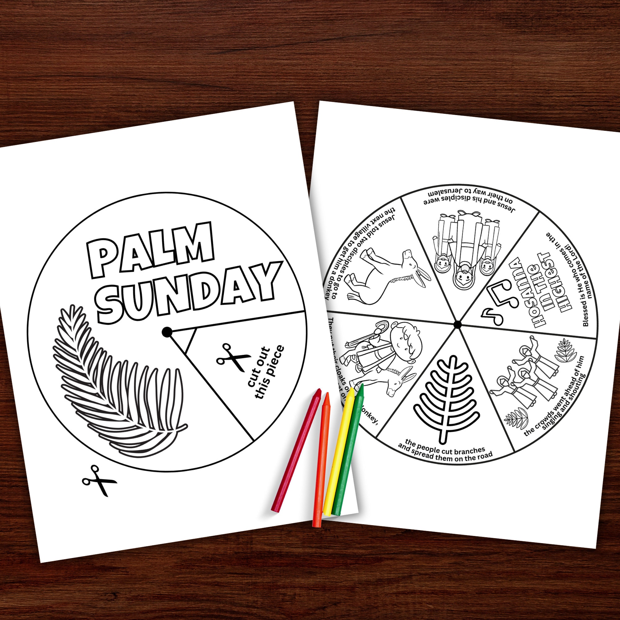 Palm Sunday Holy Week Coloring Wheel Printable Bible Activity Children ...