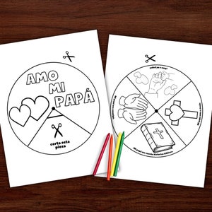 Spanish Father's Day Coloring Wheel Printable Activity, Amo Mi Papa ...