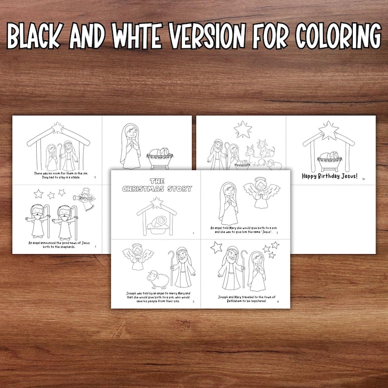 Nativity Advent Christmas Coloring Mini Book Craft, Kids Sunday School ...