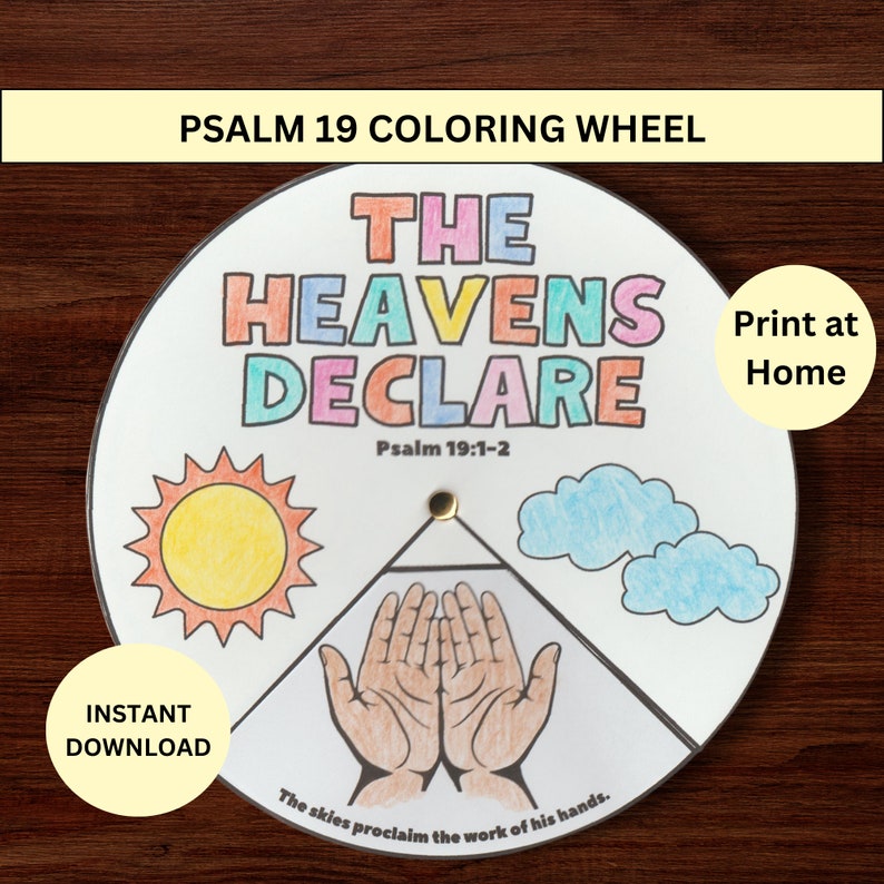 Preschool Sunday School Coloring Wheel, Printable Scripture Bible ...