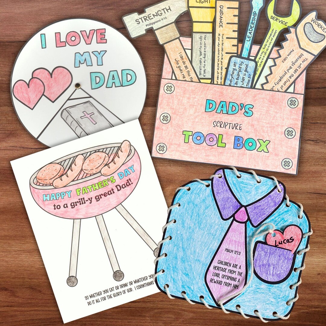 Fathers Day Craft Bundle, Sunday School Printable Kids Bible Lesson ...