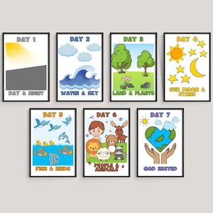 7 Days of Creation Bible Story Posters Sunday School Christian ...