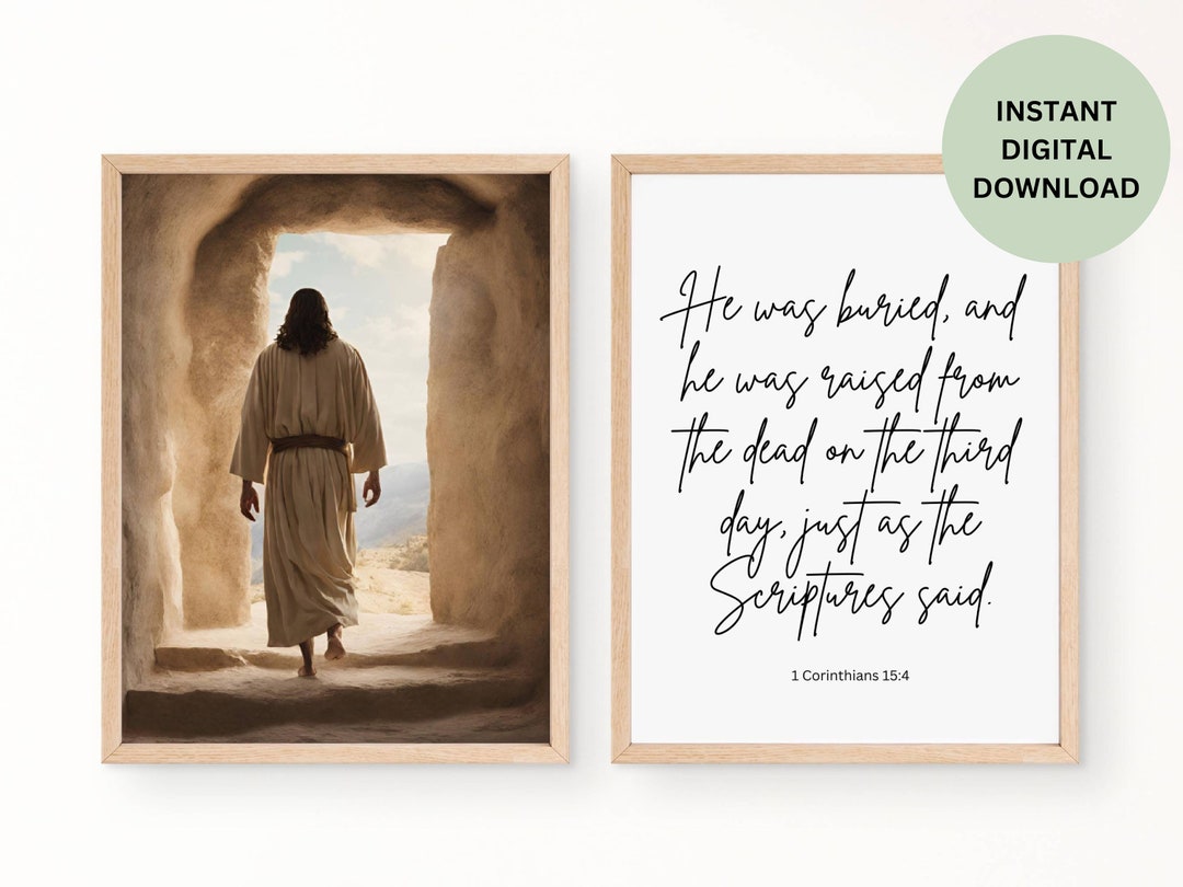 Jesus Empty Tomb Printable Art, He is Risen Easter Morning Christian ...