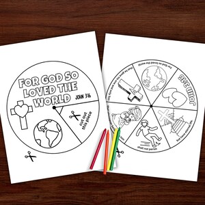 Sunday School Color Wheel John 3:16, Printable Bible Activity, Children ...