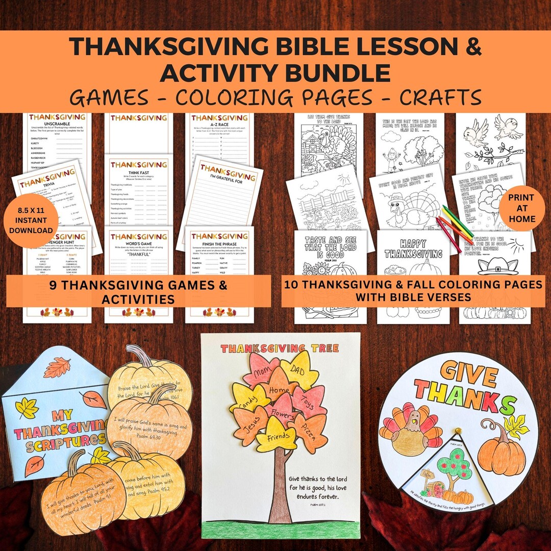 Fall Thanksgiving Activity Craft Game Printable Bundle, Autumn Bible ...