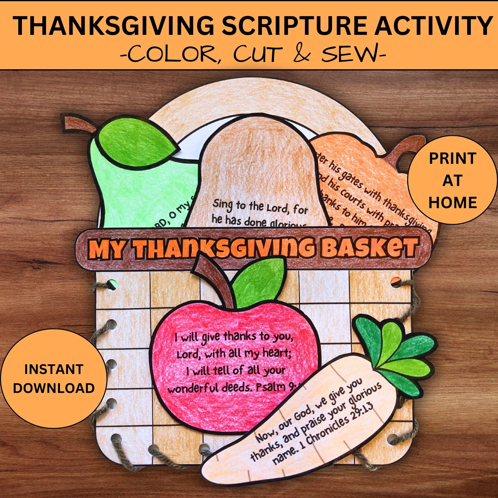 Thanksgiving Fall Bible Verse Sewing Coloring Activity Sunday School ...