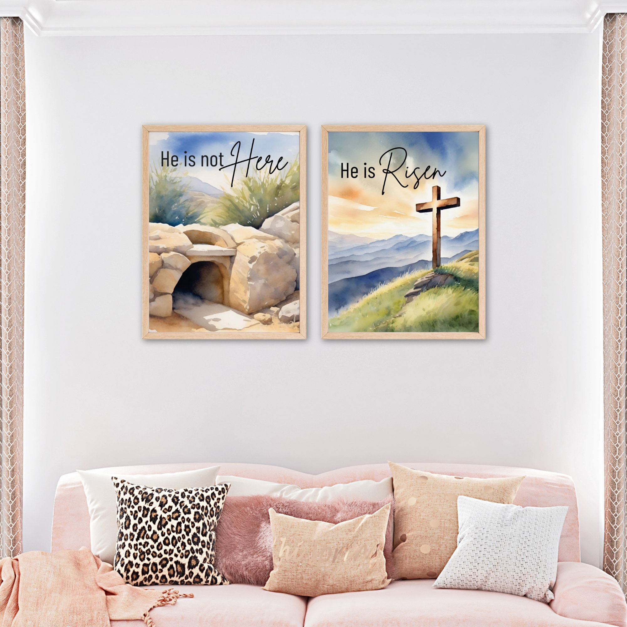 Christian Easter Wall Art Prints, He is Risen Empty Tomb Resurrection ...