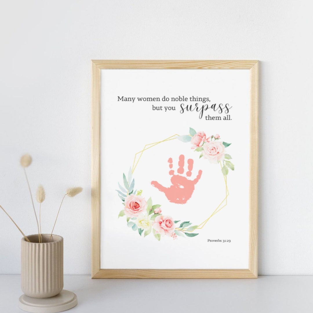 Mothers Day Bible Craft, Printable Mom Handprint Art, Christian Sunday ...