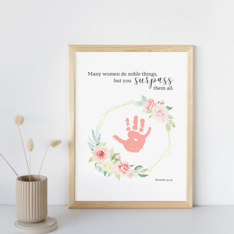 Mothers Day Bible Craft, Printable Mom Handprint Art, Christian Sunday ...