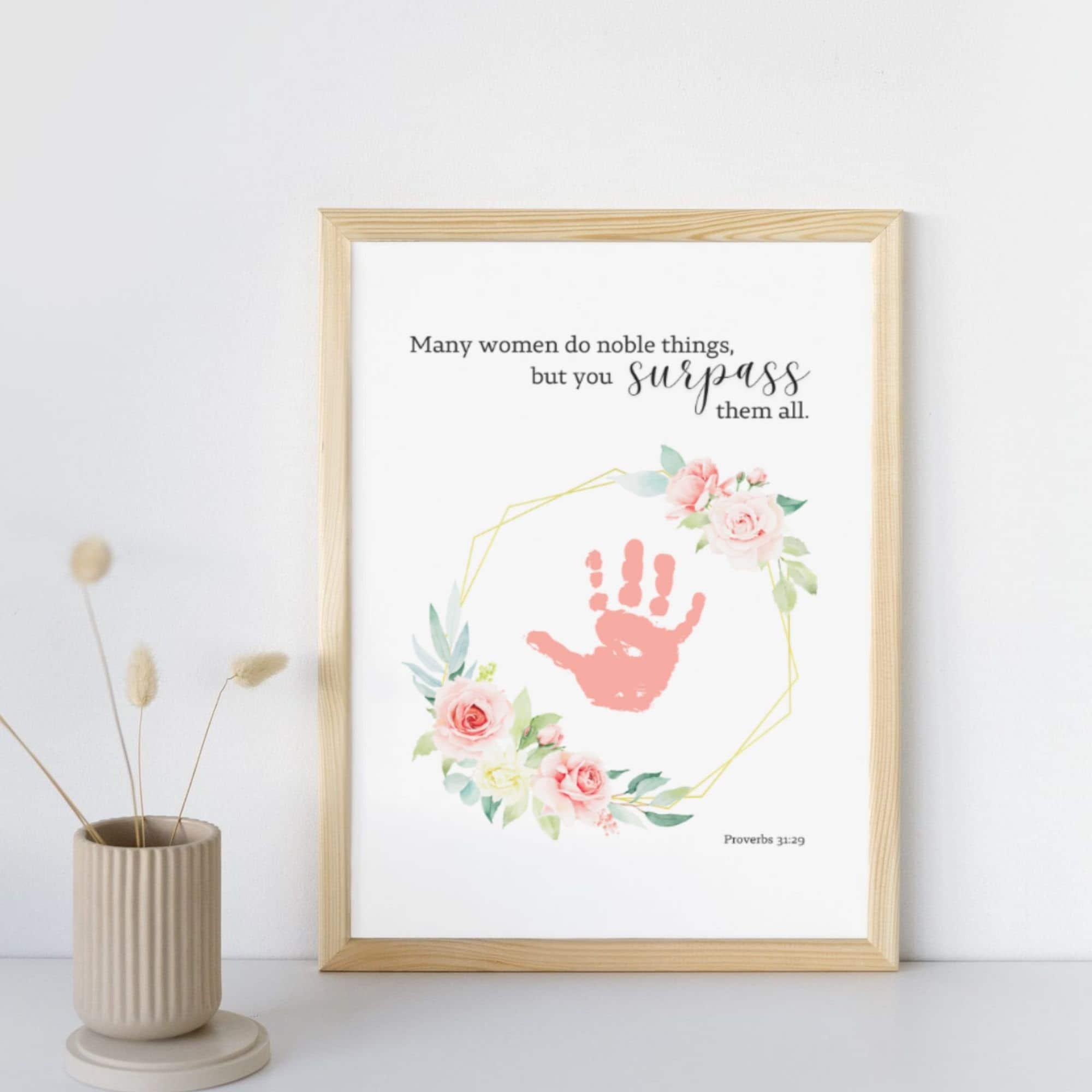 Mothers Day Bible Craft, Printable Mom Handprint Art, Christian Sunday ...
