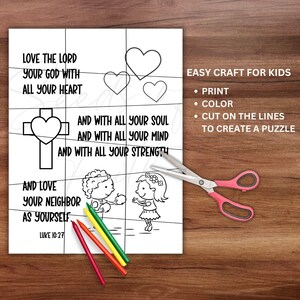 Bible Verse Puzzle Printable for Kids Luke 10:27, Sunday School Craft ...