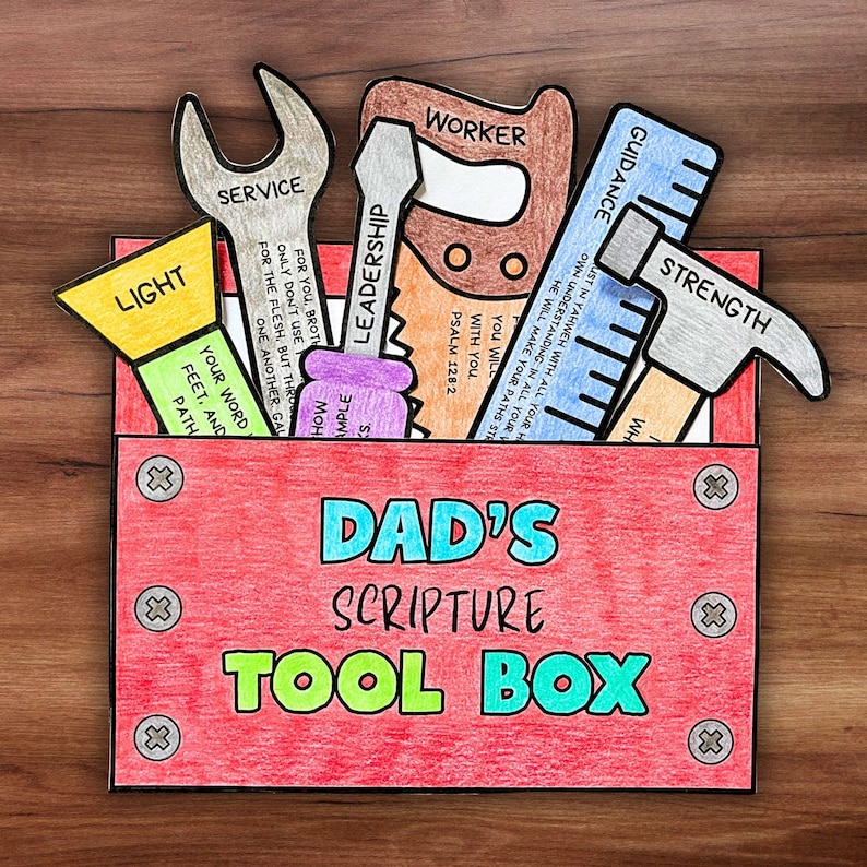 Toolbox for Dad Fathers Day Bible Craft, Sunday School Bible Printable ...
