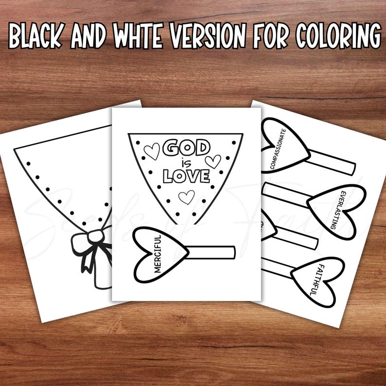 Valentine’s Day Sunday School Bible Coloring Craft God is Love Sewing ...