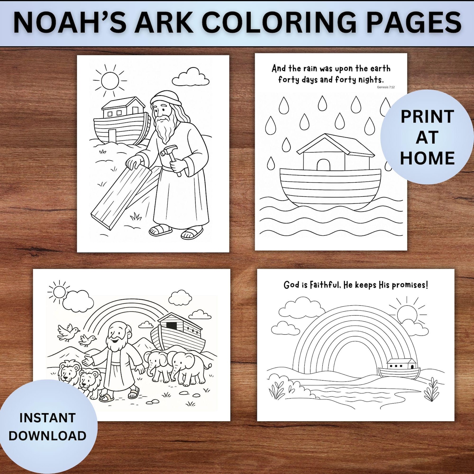 Noah's Ark Printable Coloring Pages, the Story of Noah Sunday School ...