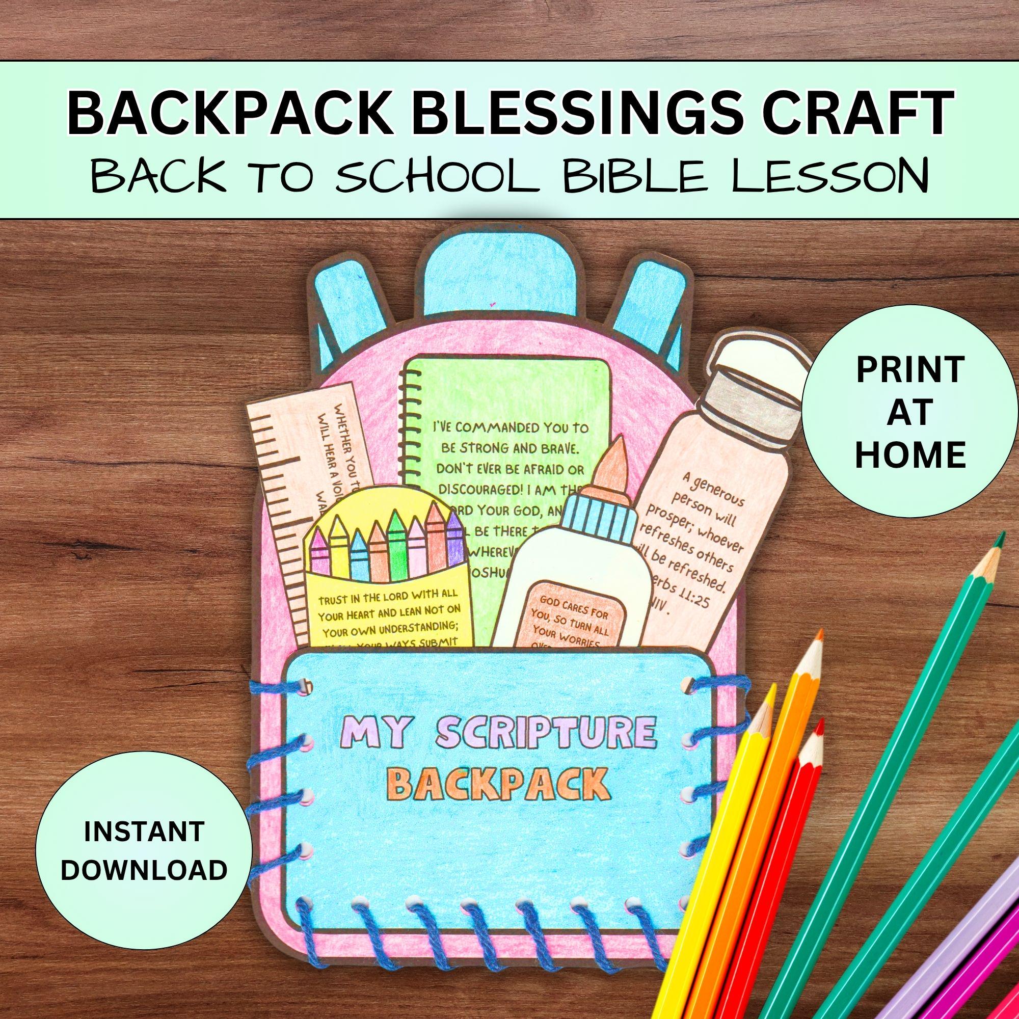 Back to School Bible Lesson Craft, Backpack Blessing Printable Sewing ...