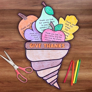 Thanksgiving Give Thanks Prayer Cornucopia Coloring Pocket Craft for ...