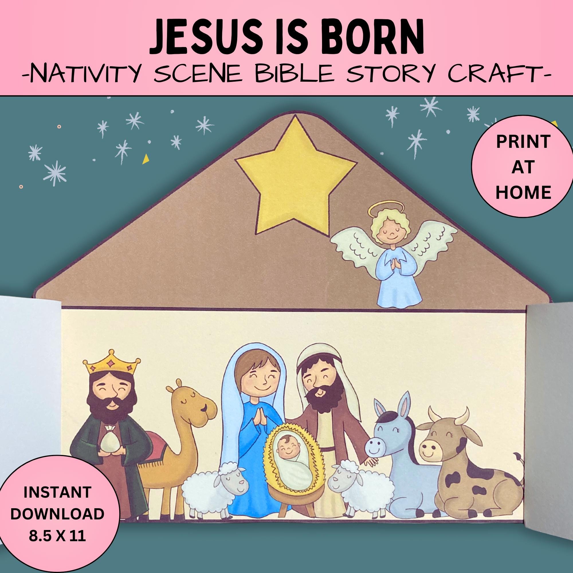 Christmas Nativity Birth of Jesus Bible Story Craft, Baby Jesus is Born ...