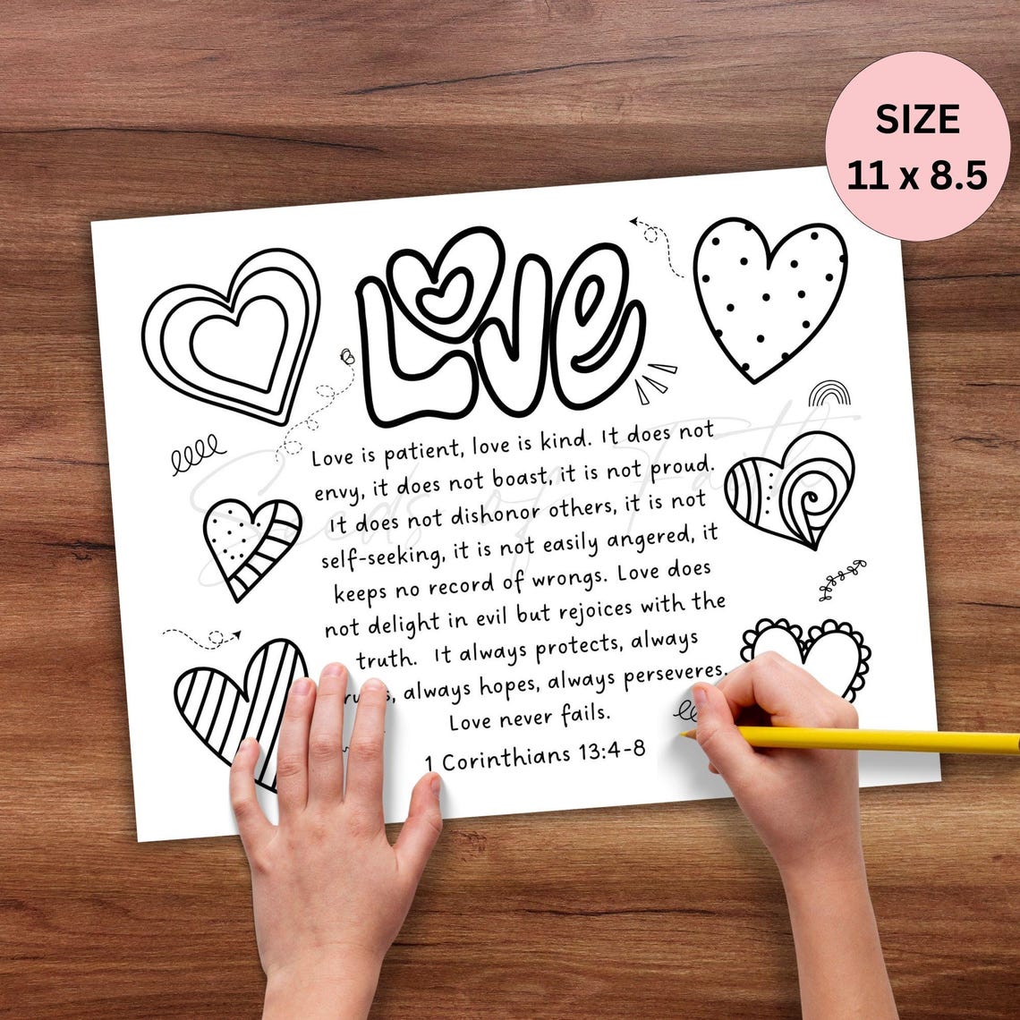 Christian Valentine’s Day Bible Lesson Kids Coloring Page, Corinthians ...