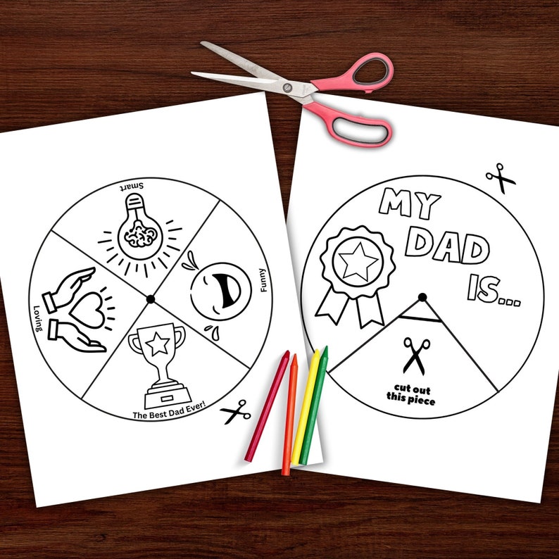 Father's Day Coloring Wheel Printable Activity, Preschool Kindergarten ...