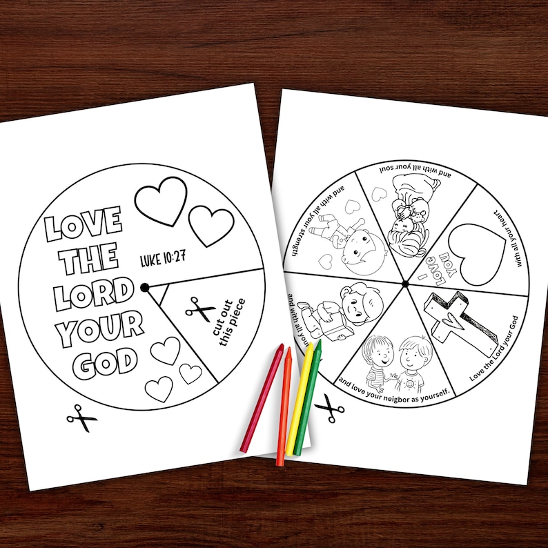 Love the Lord Coloring Wheel Luke 10:27 Printable Bible Activity ...