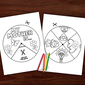Mother's Day Coloring Wheel Printable Activity, Preschool Kindergarten ...