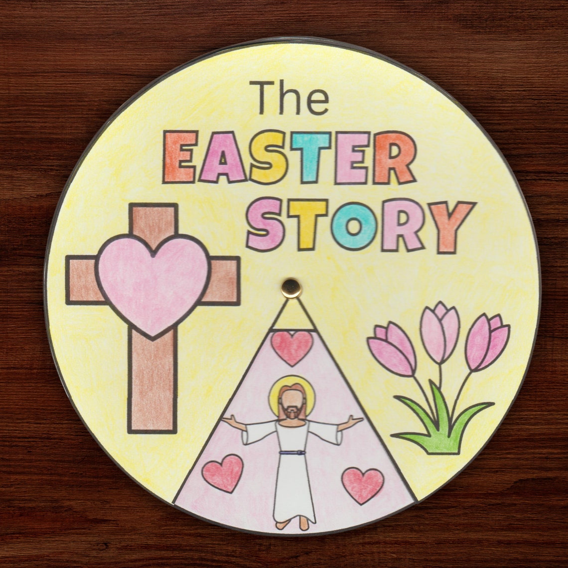 Printable Easter Story Craft for Sunday School, Easter Coloring Wheel ...