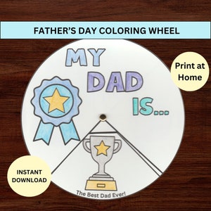 Father's Day Coloring Wheel Printable Activity, Preschool Kindergarten ...