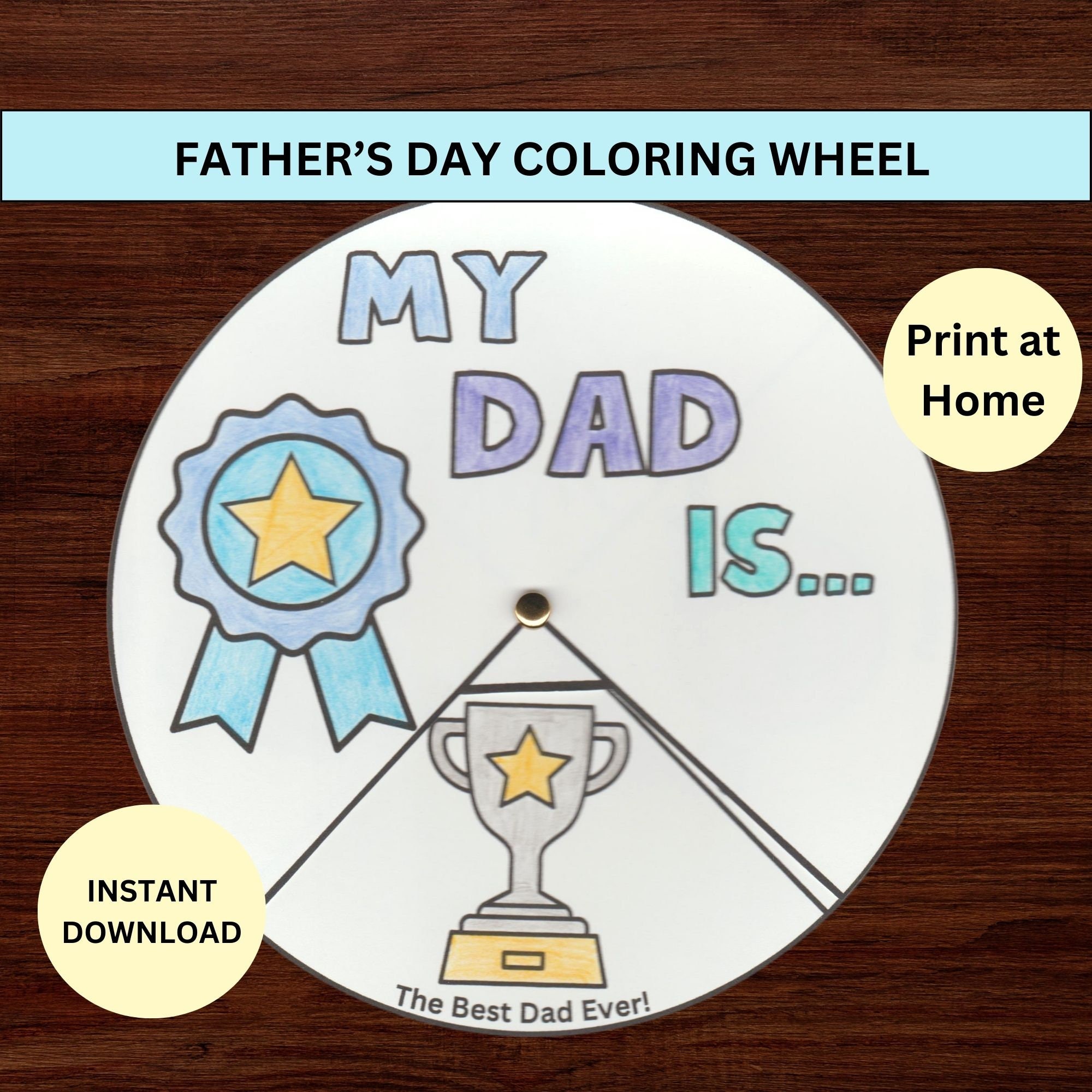 Father's Day Coloring Wheel Printable Activity, Preschool Kindergarten ...
