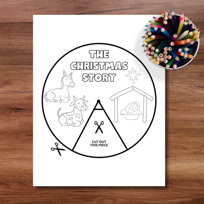 Christmas Story Coloring Wheel, Printable Nativity Christmas Preschool ...