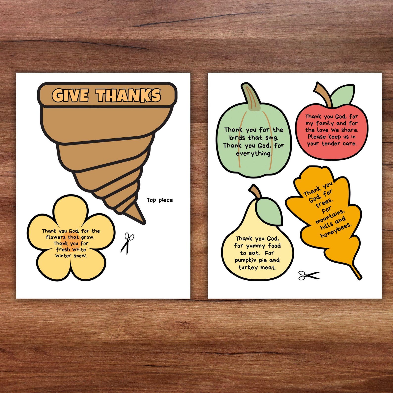 Thanksgiving Give Thanks Prayer Cornucopia Coloring Pocket Craft for ...