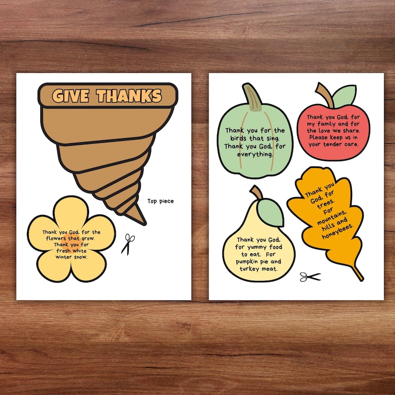 Thanksgiving Give Thanks Prayer Cornucopia Coloring Pocket Craft for ...