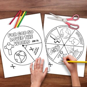 Sunday School Color Wheel John 3:16, Printable Bible Activity, Children ...