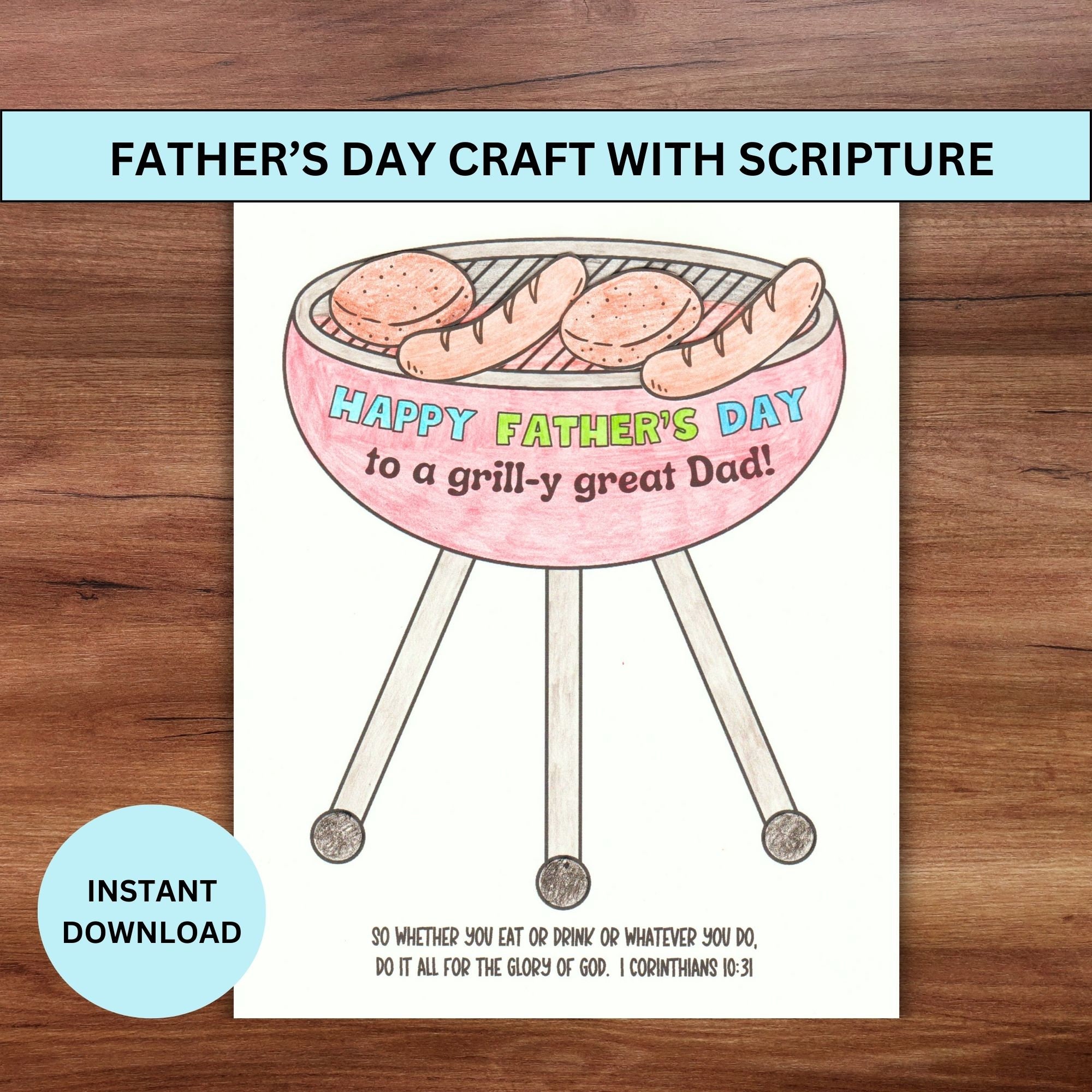 Fathers Day Christian Coloring Page Craft Printable Gift for Dad ...