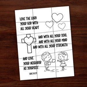 Bible Verse Puzzle Printable for Kids Luke 10:27, Sunday School Craft ...