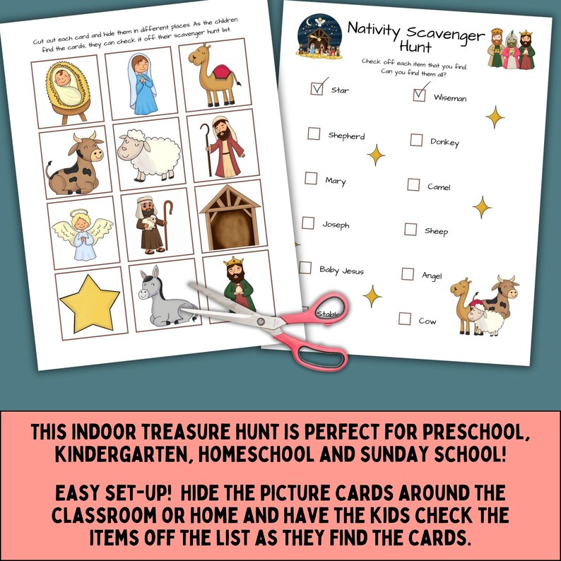 Nativity Scavenger Hunt Prek Christmas Activity, Sunday School ...