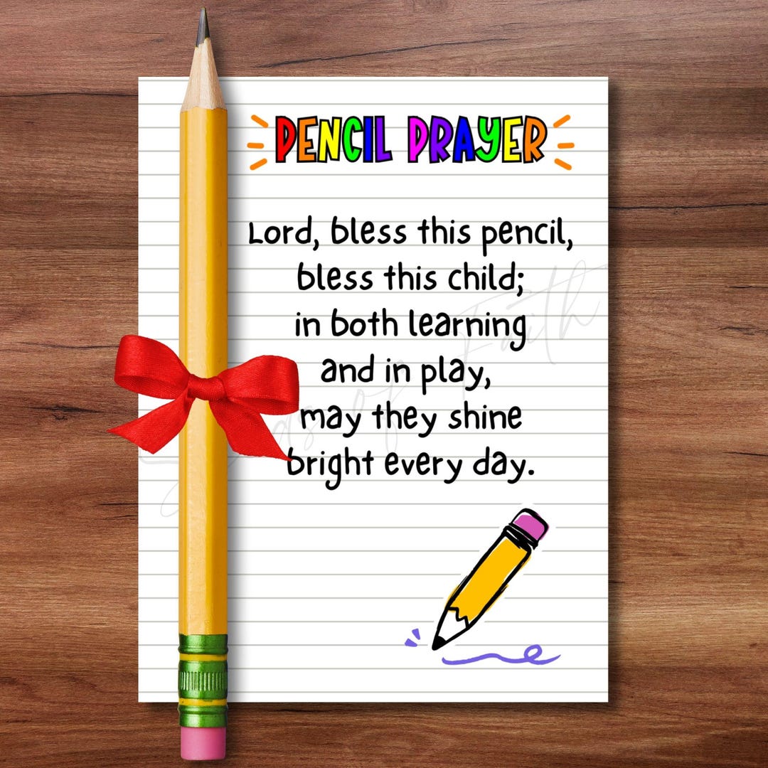 Pencil Prayer Tag Back to School, Backpack Blessing Kit, First Day of ...