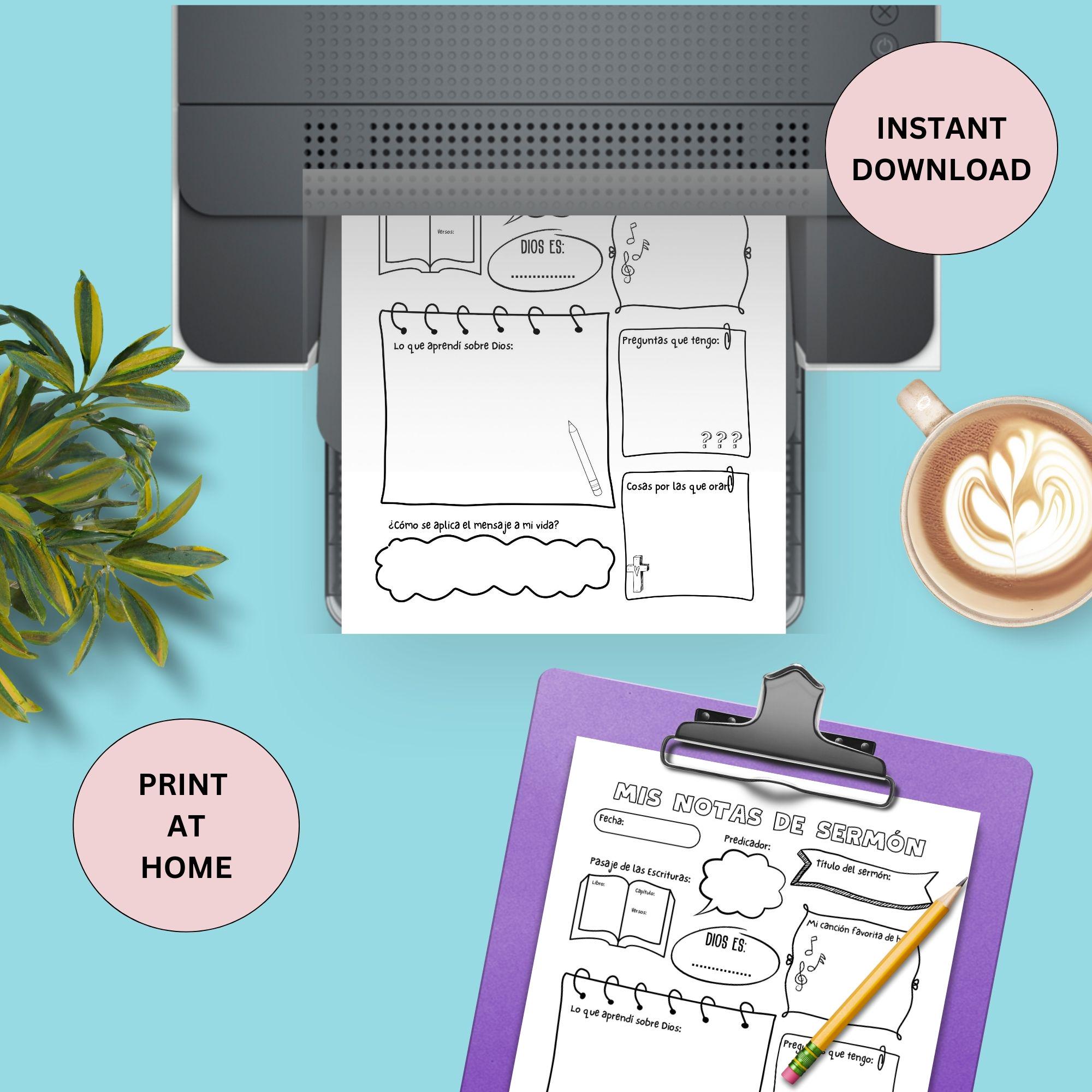 Spanish Sermon Notes Printable for Kids, Notas De Sermones En Español ...