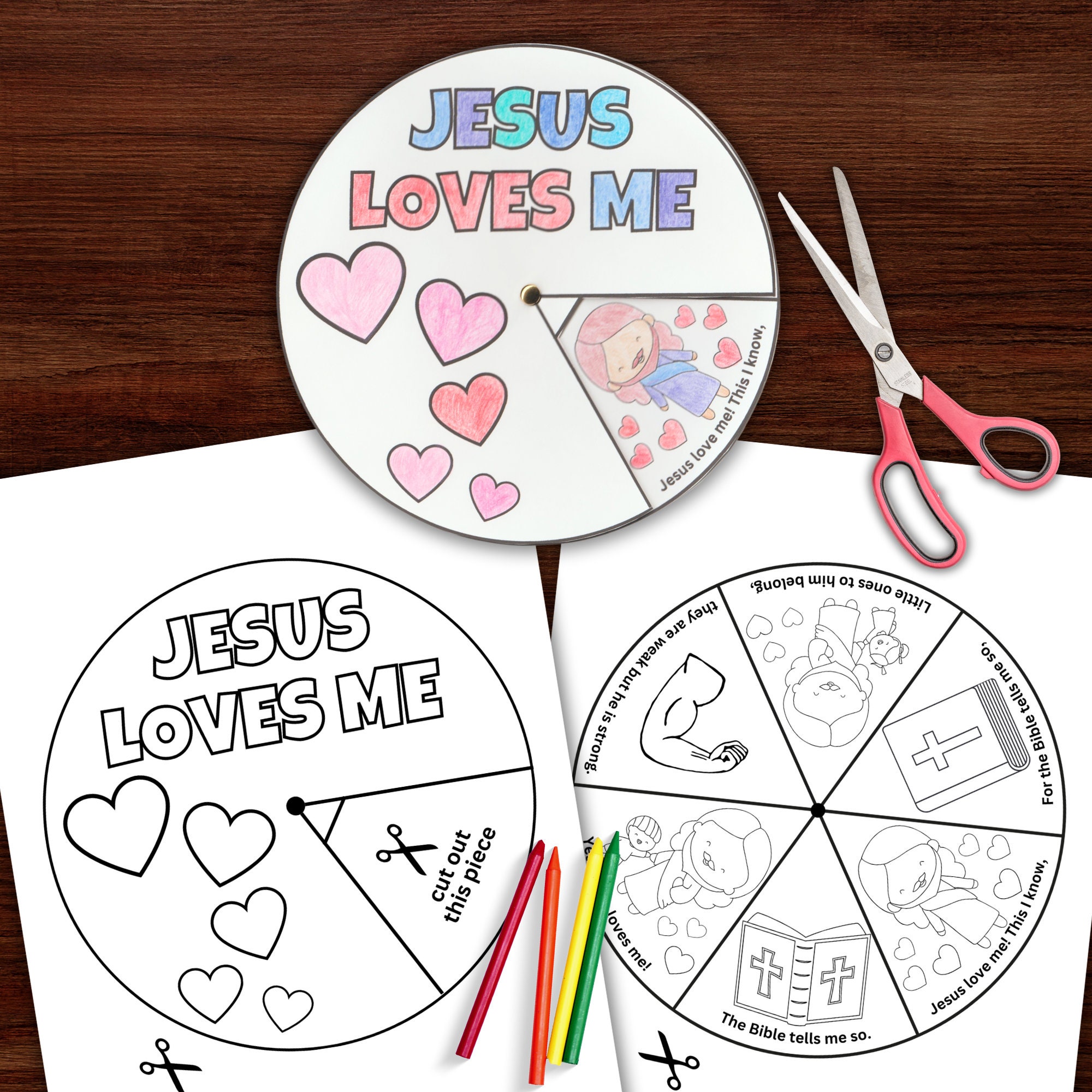 Gods Love Coloring Wheel Bundle, Love the Lord Coloring Wheel Luke 10: ...