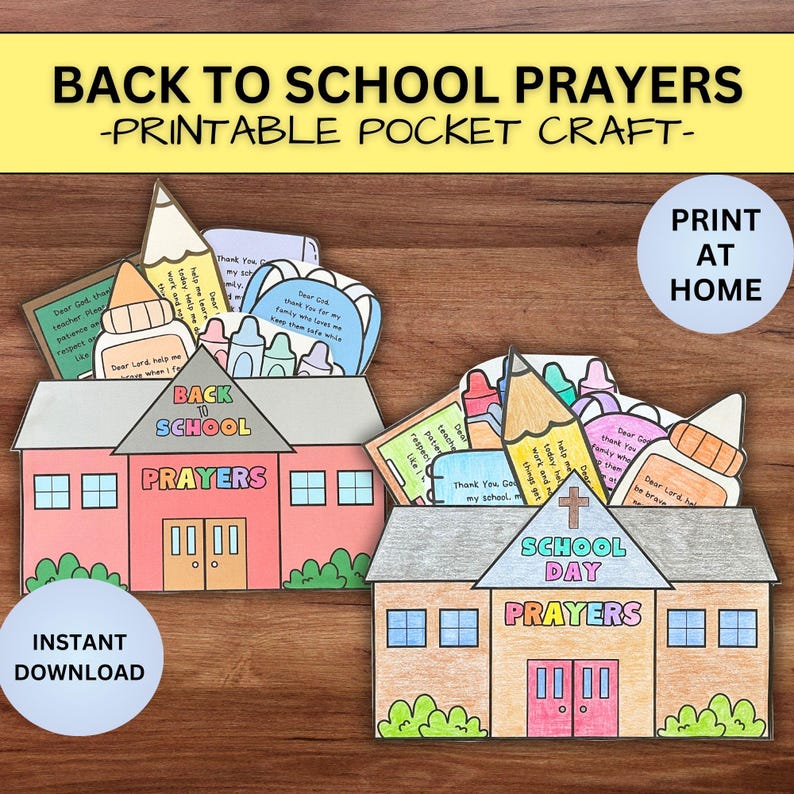 Back to School Prayers Craft, Kid's First Day of School Prayer ...